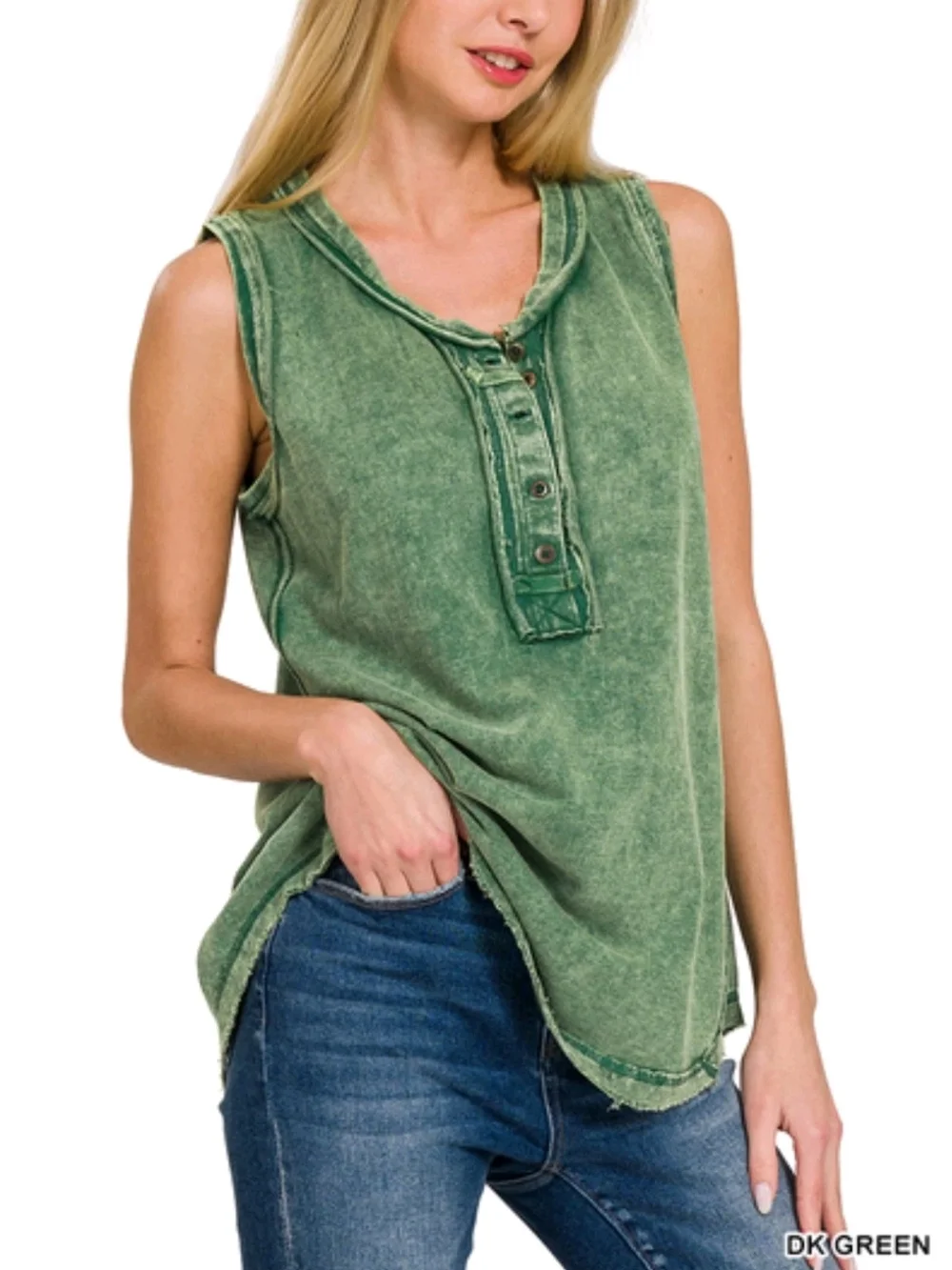Zenana Outfitters | Tops | Zenana Color Washed Henley Tank Top Tunic ...